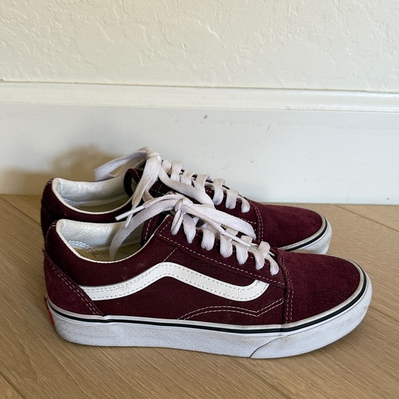 Vans | Shoes | Vans Maroon And White Classic Sneakers | Poshmark